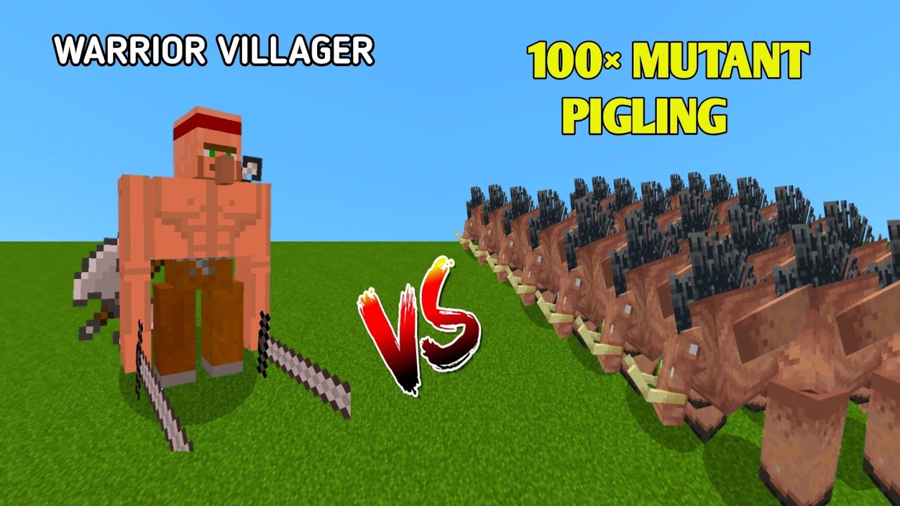 WARRIOR VILLAGER vs MUTANT PIGLING MOBS BATTLE || Minecraft mob battle ...