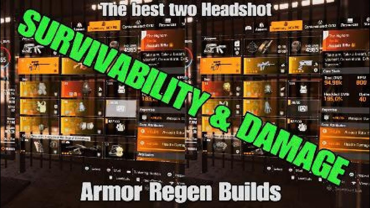 The Division 2-TUP 22 Headshot bighorn armor Regen builds. - YouTube