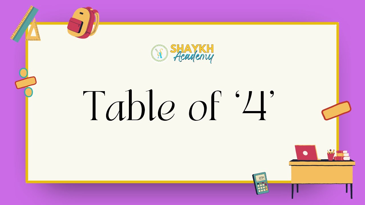 Multiplication Table of 4 | Learn Table of 4 for kids | Table of Four ...