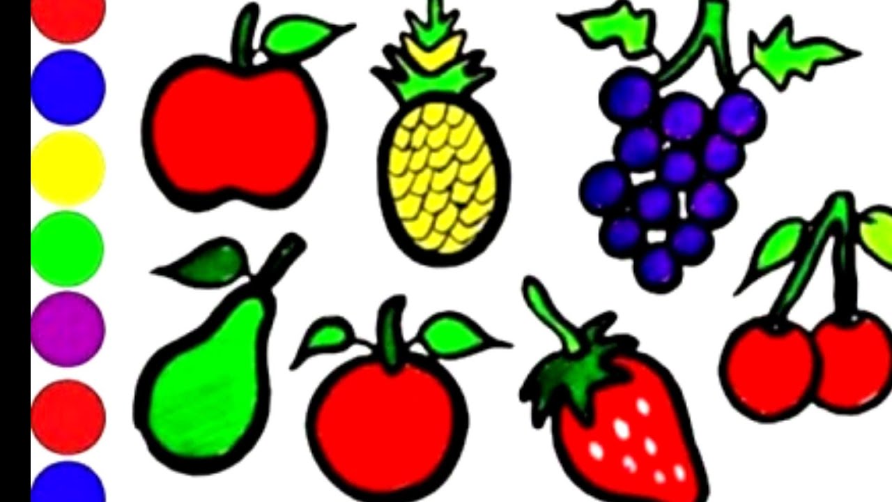 Bolalar uchun mevalar rasm chizish/Drawing Fruits for children ...