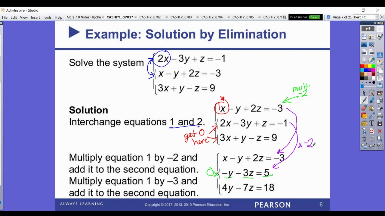 College Algebra 7-1 Systems in 3 Variables - YouTube