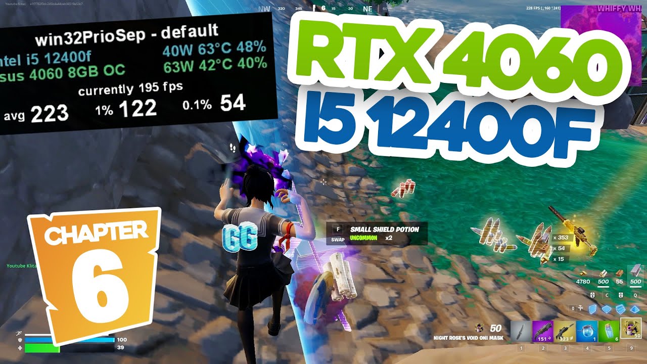 RTX 4060 i5 12400f ranked fortnite fps test performance mode 100% ...