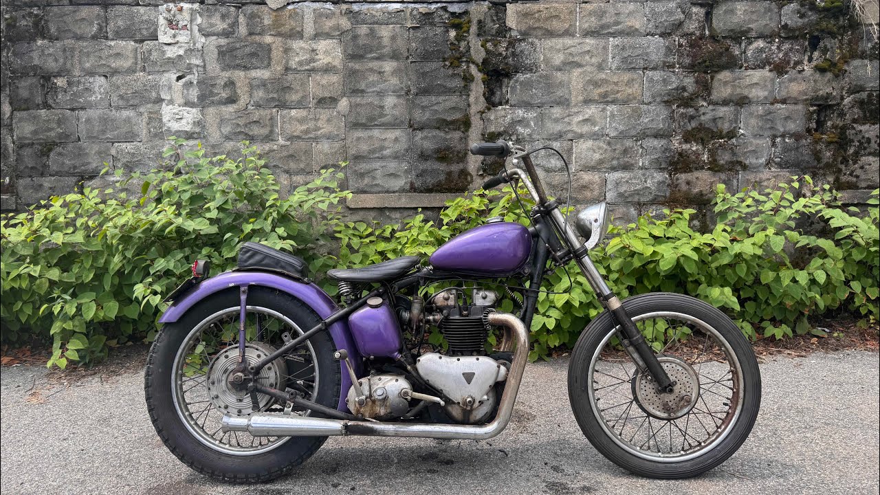 1952 5t triumph pre-unit start up - YouTube