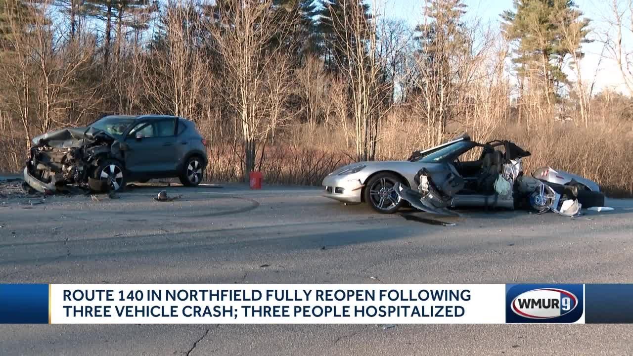 Three people hospitalized after crash on Route 140 in Northfield ...