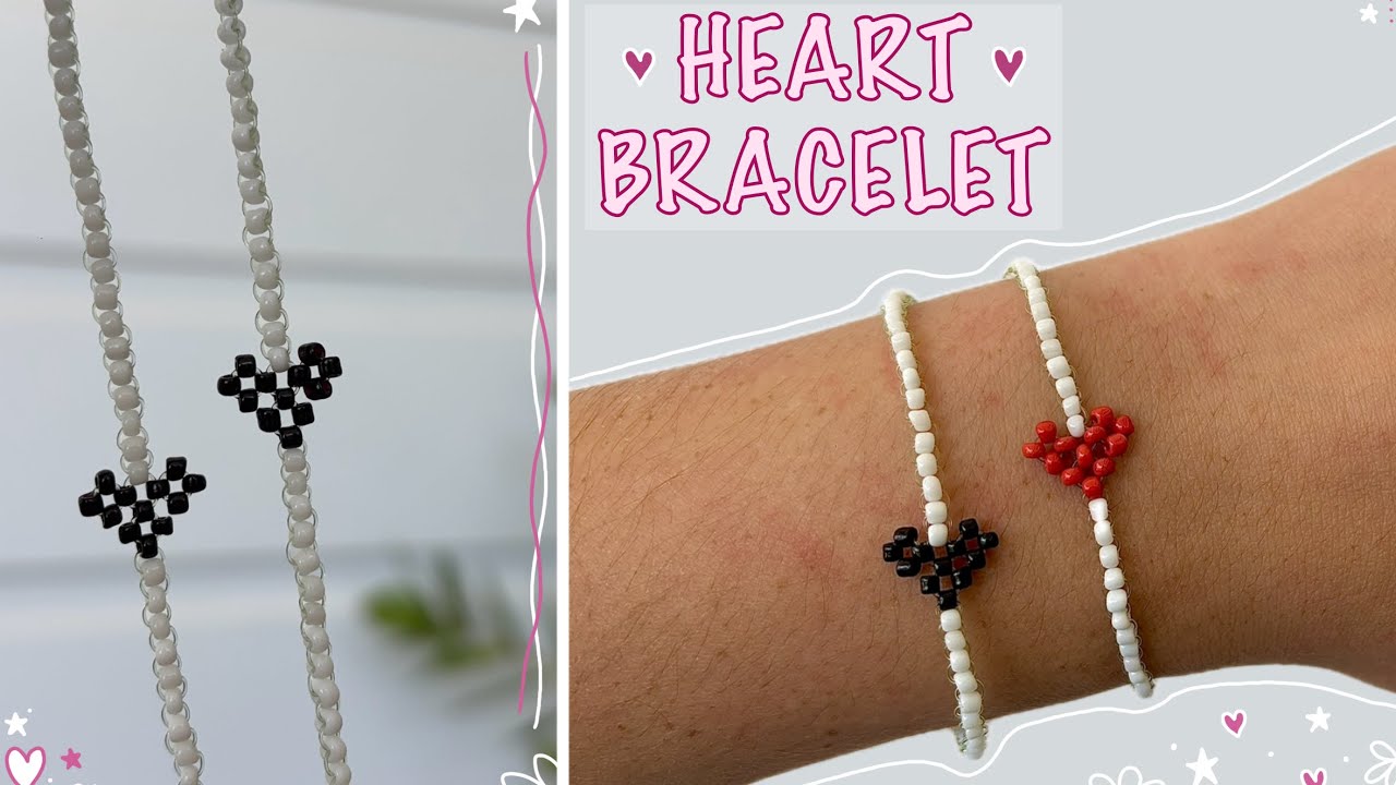 easy HEART BRACELET tutorial - for beginners - YouTube