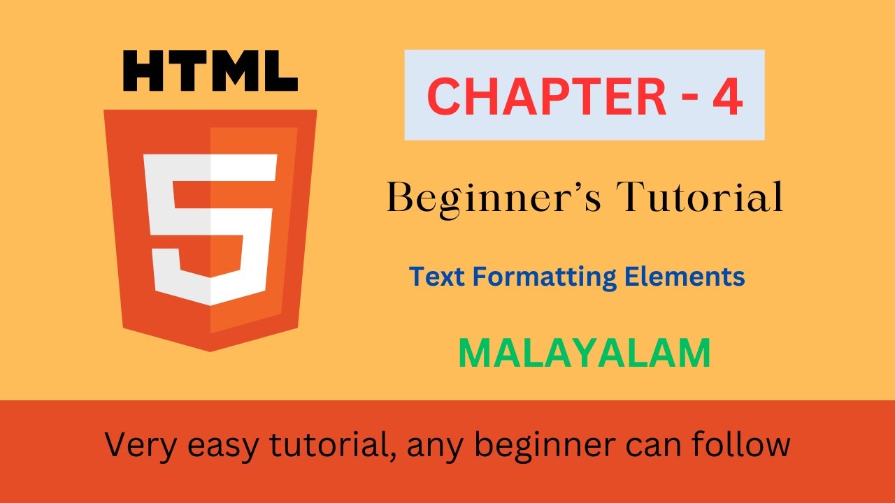 Html Tutorial For Beginners Chapter 4 Text Formatting Elements Malayalam Html Just