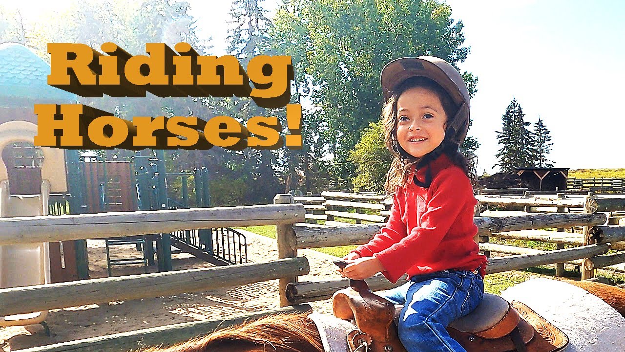 Cowgirl Annika goes horseback riding! | Petting Zoo | Horses & Puppies ...