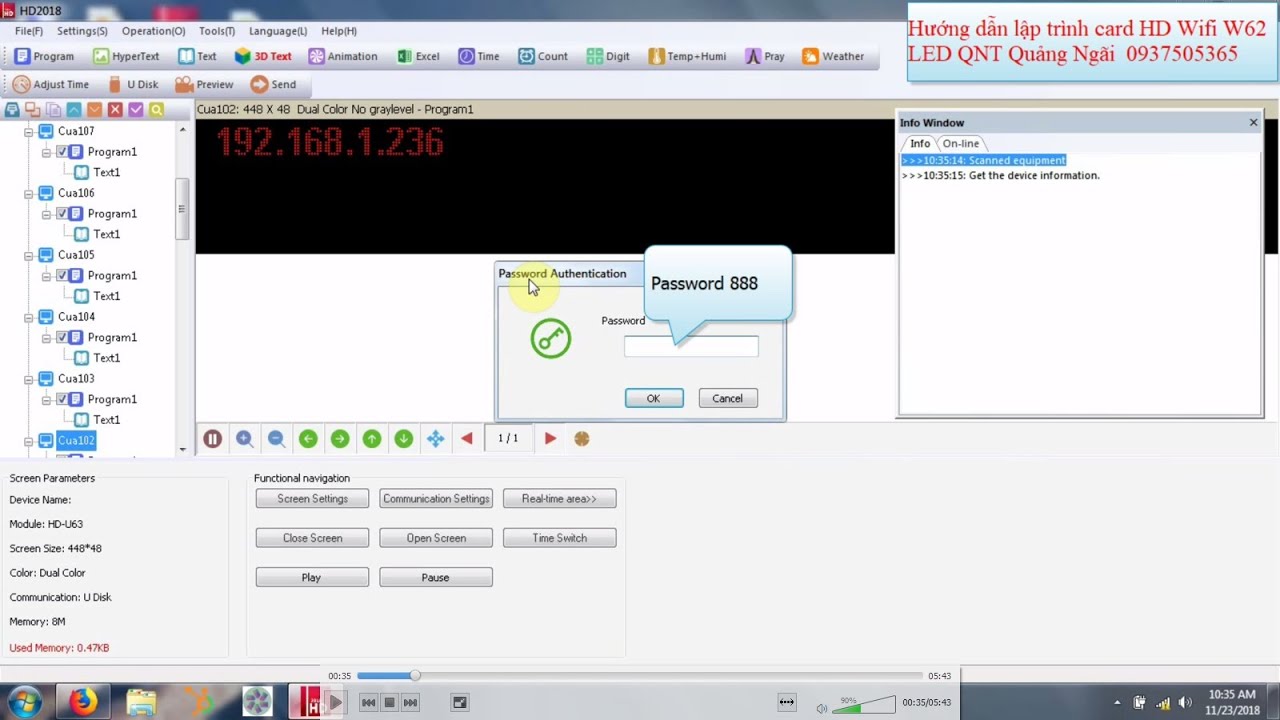 HD2018 Điều khiển bảng led với card wifi HD W62 - YouTube