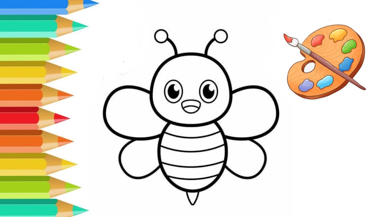 Kids Drawing Bees | Drawing Coloring Bees for Todler | Anak menggambar ...