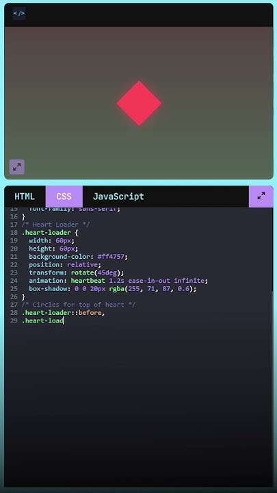 Code 6 | CSS Heart Loader Animation ️ #html #coding #css - YouTube