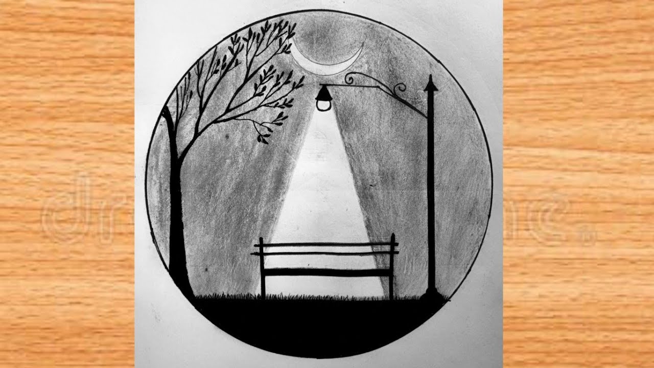 How to draw || beautiful circle scenery drawing || @Mohona art gallery ...
