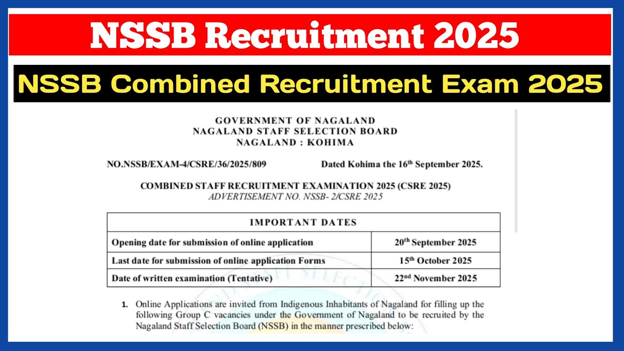 Nssb combined recruitment examination 2025 | Nssb Recruitment 2025 ...