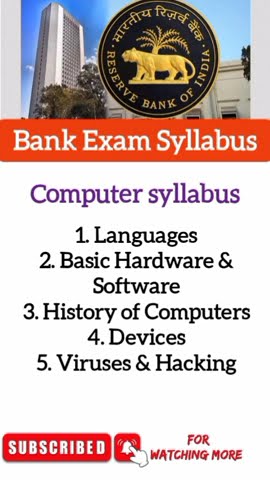 Computer Syllabus for Banking Exams #shorts #bankexams #viralshorts # ...