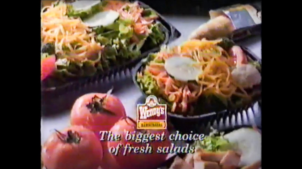 '90s Ads | Wendy's Hamburgers | Fast & Fresh Salads | 1992 - YouTube