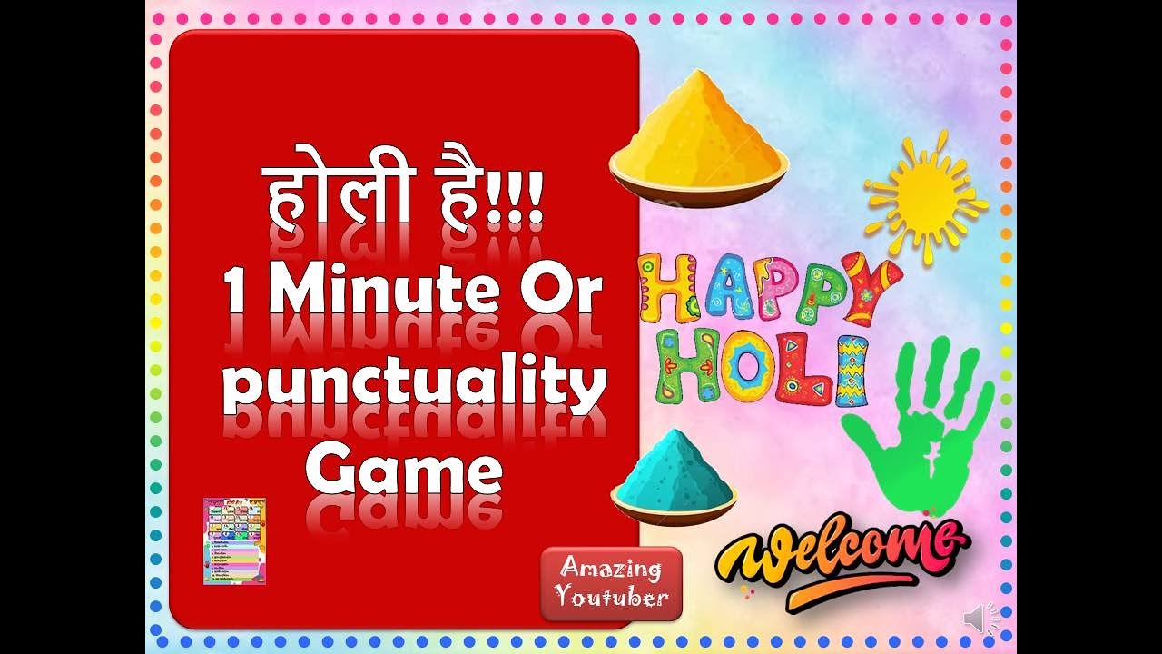 Holi Punctuality Game | One minute Holi game | Holi party Big group Game | March Month Party ...