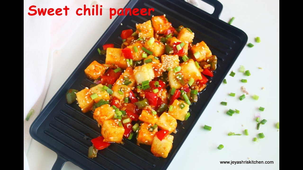 Sweet chilli paneer | Chilli paneer dry | No deep fry - YouTube