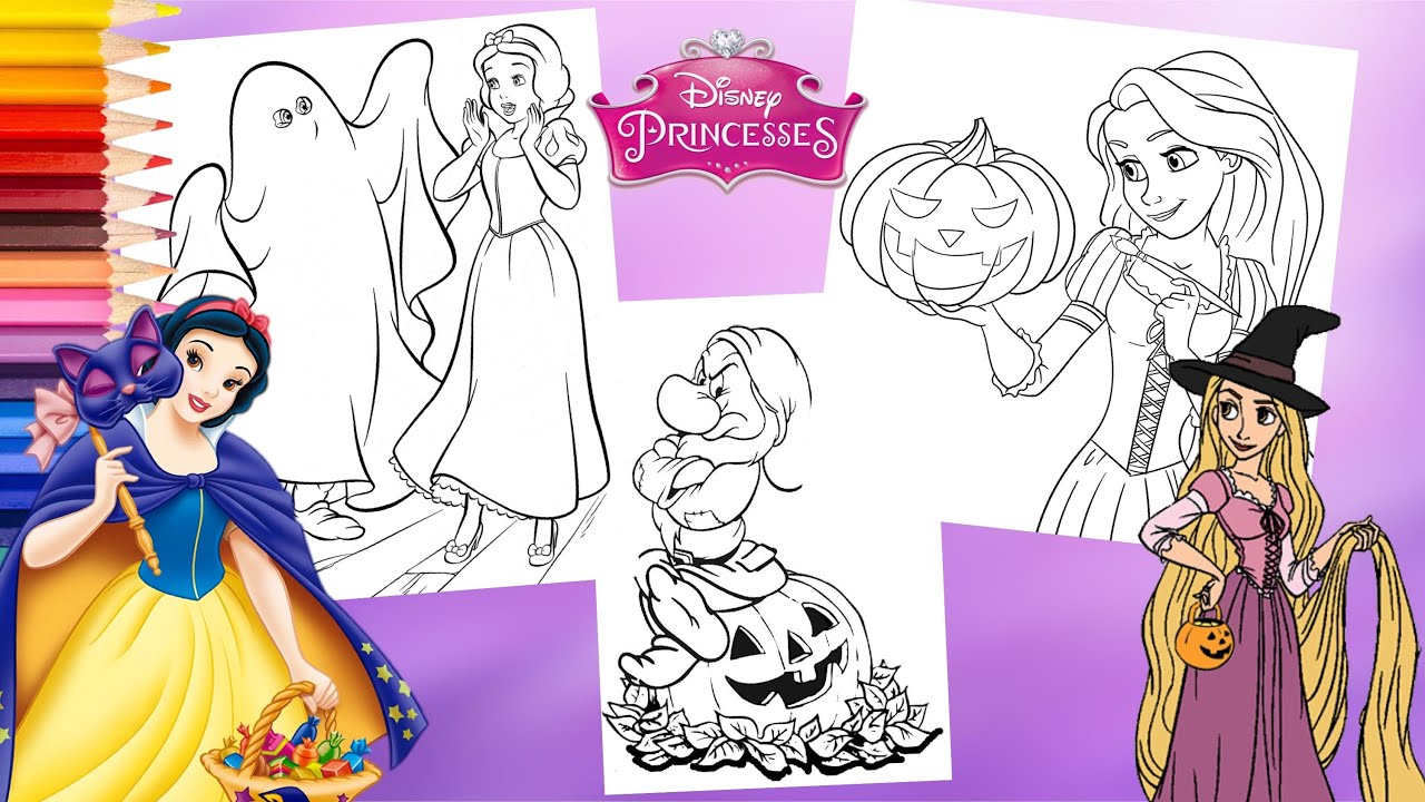 Disney Halloween Coloring Book Princess Rapunzel Snow White & Grumpy ...