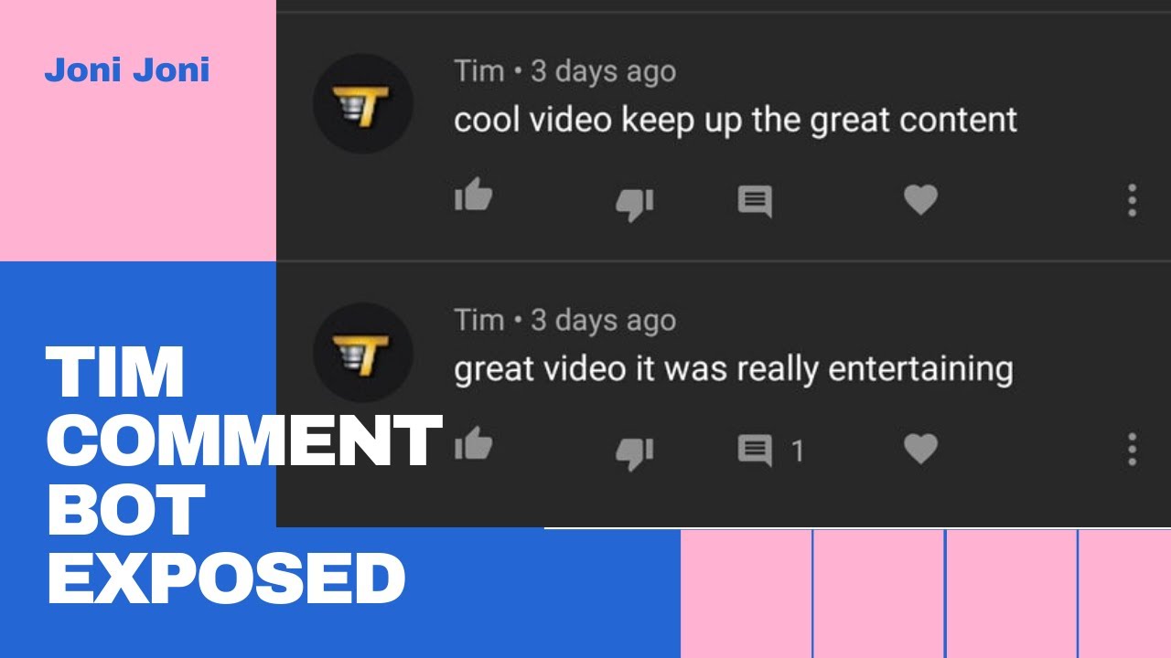 Tim Commenting Bot Exposed! Comment Spam Bot on every Video! Must be ...