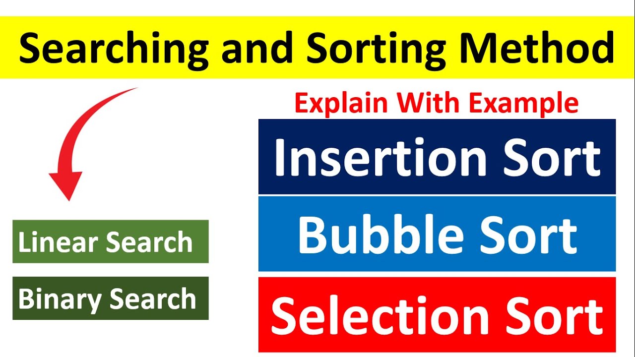 Sorting Algorithms Explained with Examples | Insertion, Bubble,Selection Sort | Searching Method ...