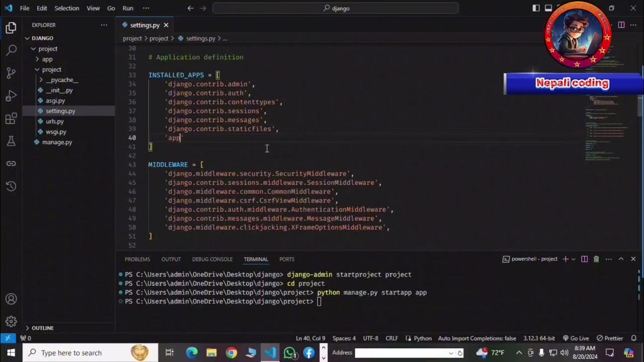 How to create a Django project in visual studio code, Virtual ...