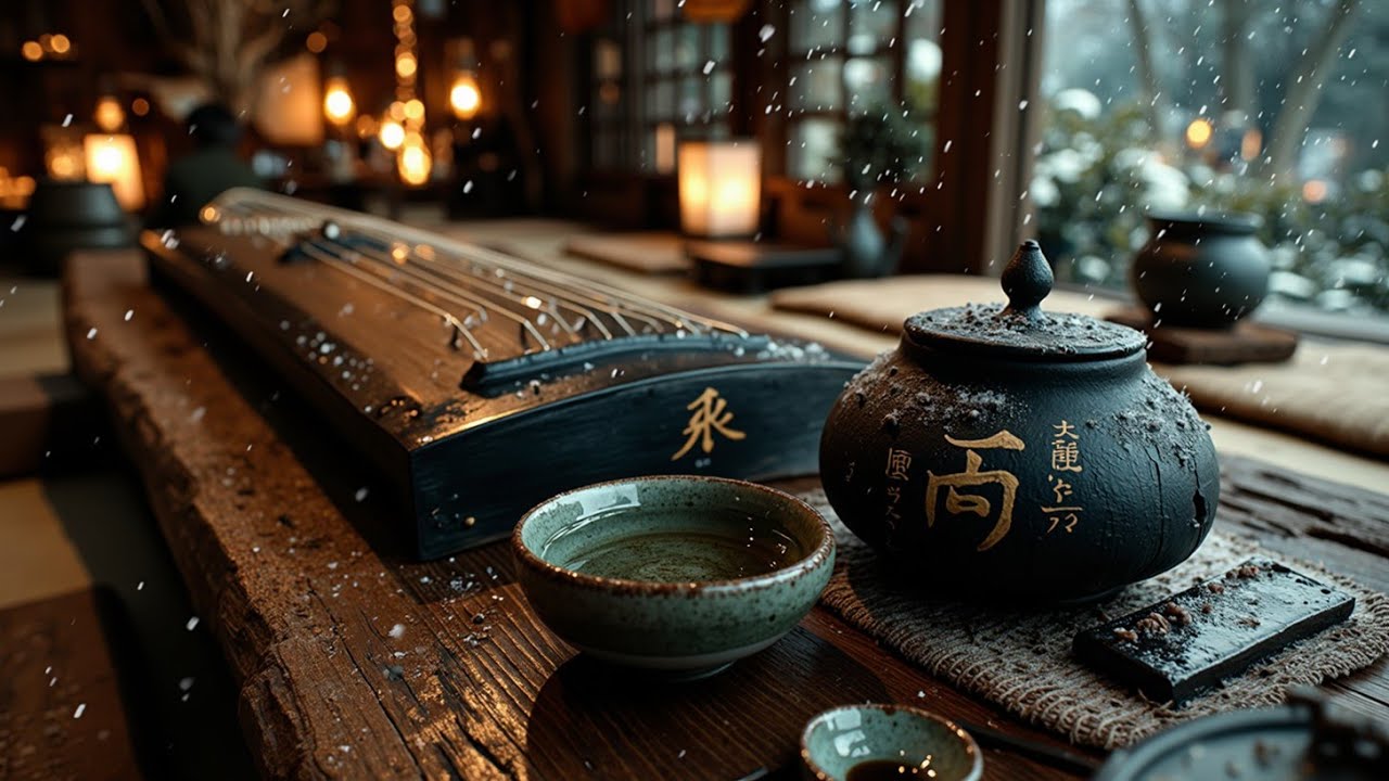 Zen Tea Music for Deep Relaxation ~ Snowfall & Cozy Winter Ambiance ...
