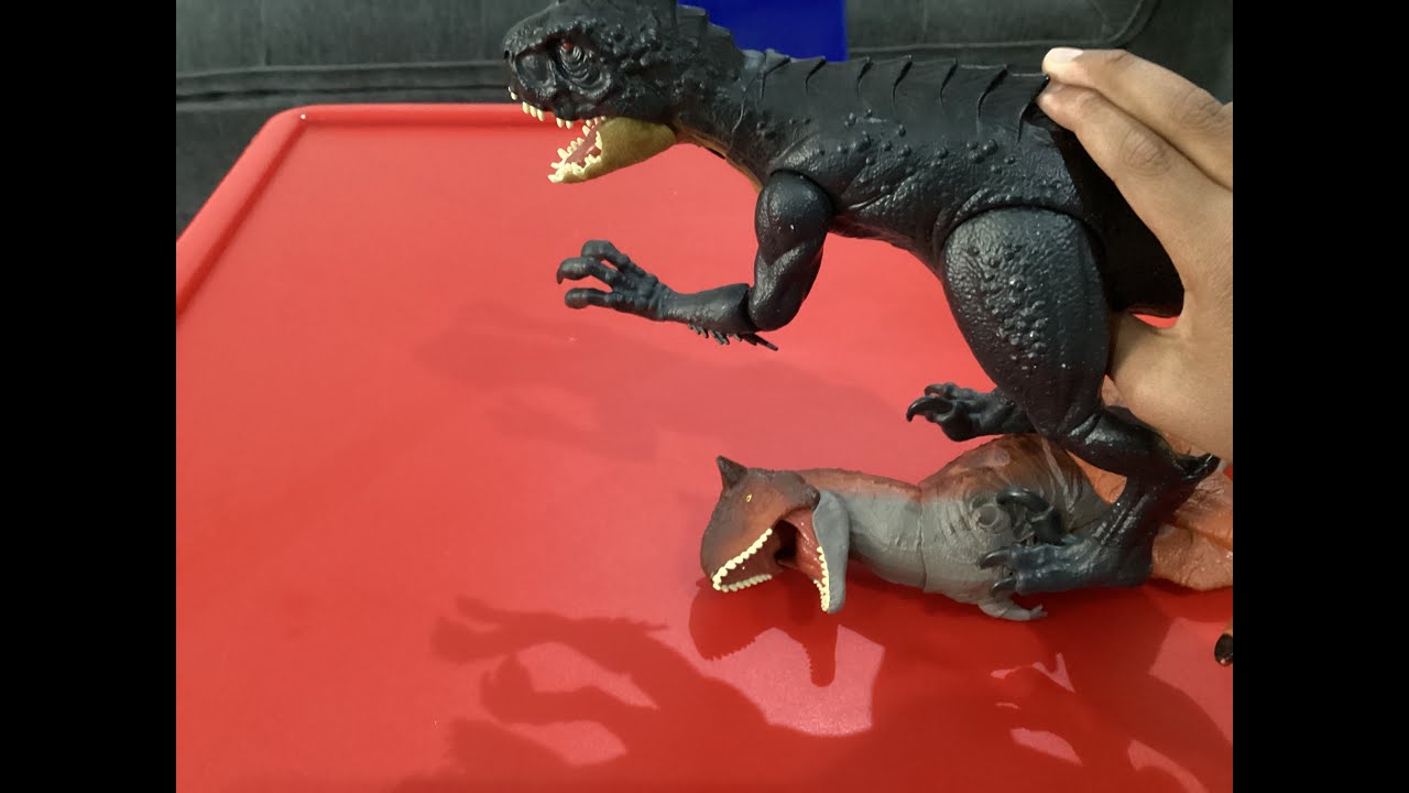 Carnotaurus vs Scorpius Rex in Mattel toys Jurassic world - YouTube