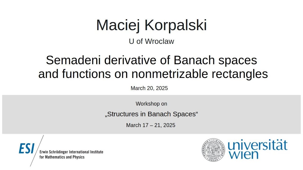 Maciej Korpalski - Semadeni derivative of Banach spaces and functions ...
