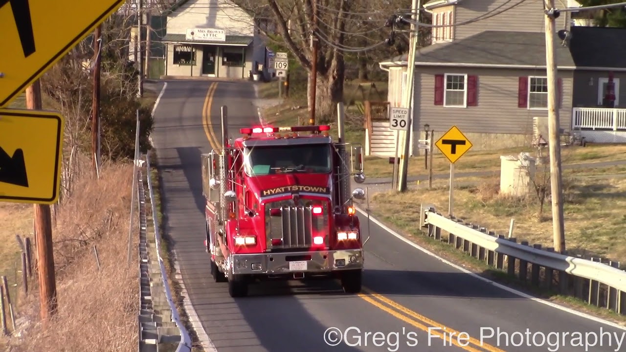 Hyattstown Rescue Engine 709, Tanker 709 & Brush 709 Responding - YouTube
