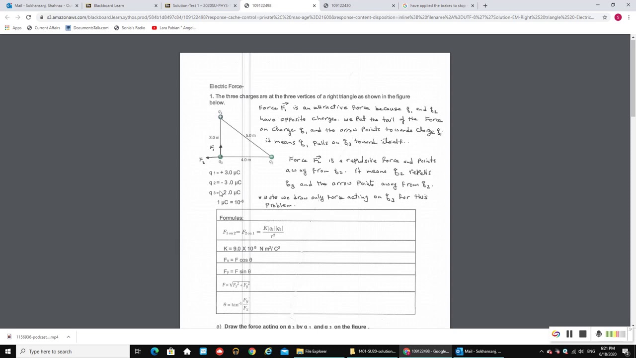 E / Solution EM Right triangle with 3 charges Electric Force June, 20 ...