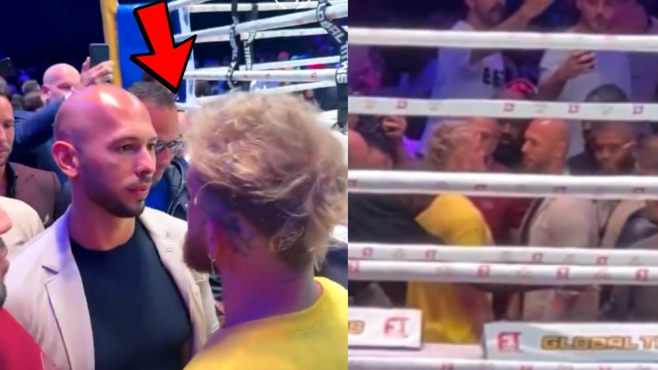 ANDREW TATE VS JAKE PAUL FACE OFF AT DEJI VS MAYWEATHER! - YouTube