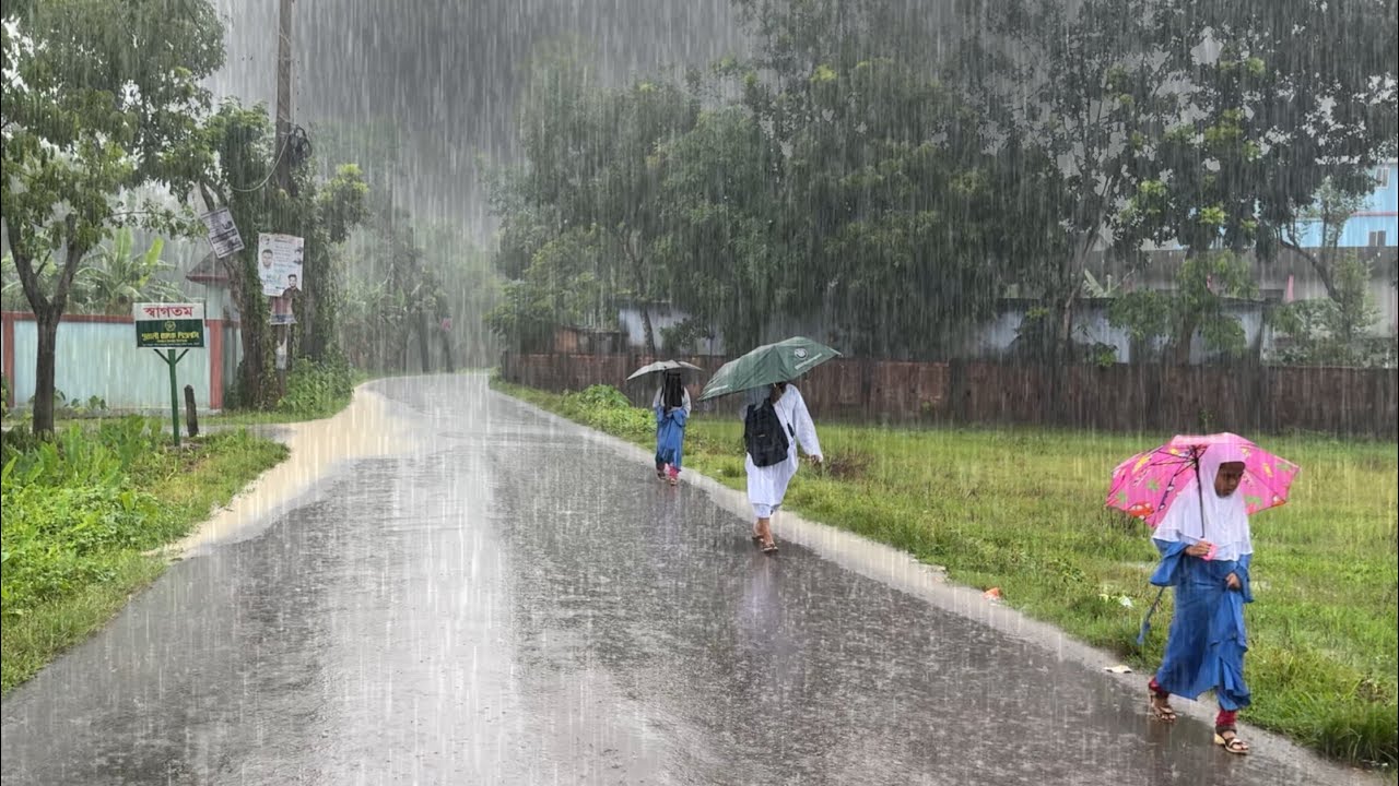 [4K UHD] Heavy rain all day in the village||relieve stress and insomnia ...