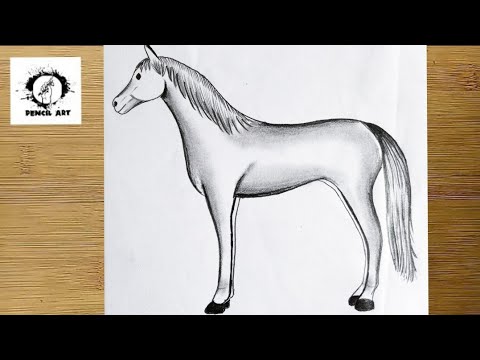 Easy Horse Drawing || How to draw realistic horse in just 3 min without ...