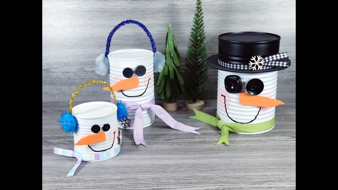 Tin Can Snowman Craft - YouTube