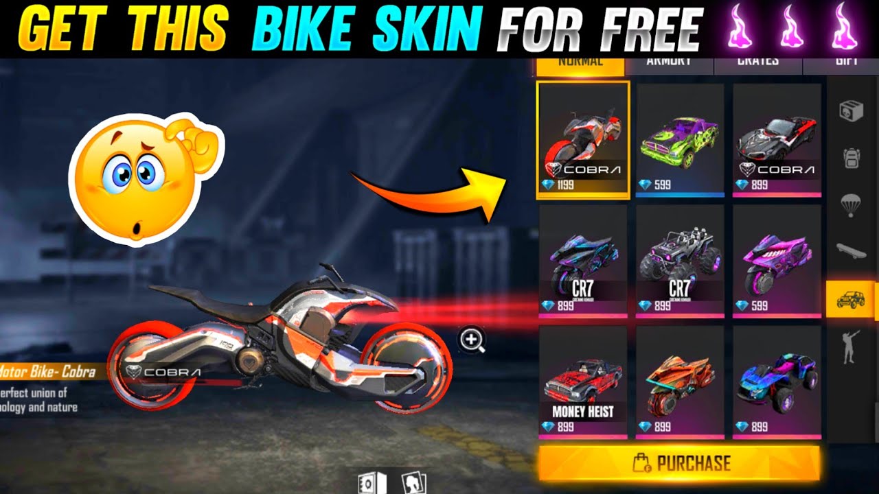 FREE FIRE GET THIS COBRA BIKE SKIN FOR FREE || SK VS SK GAMING - YouTube