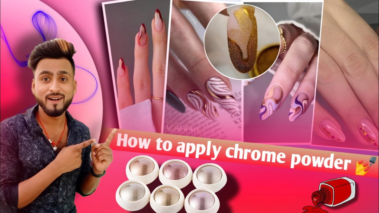 How to use chrome powder without no wipe top coat | Chrome powder nail ...