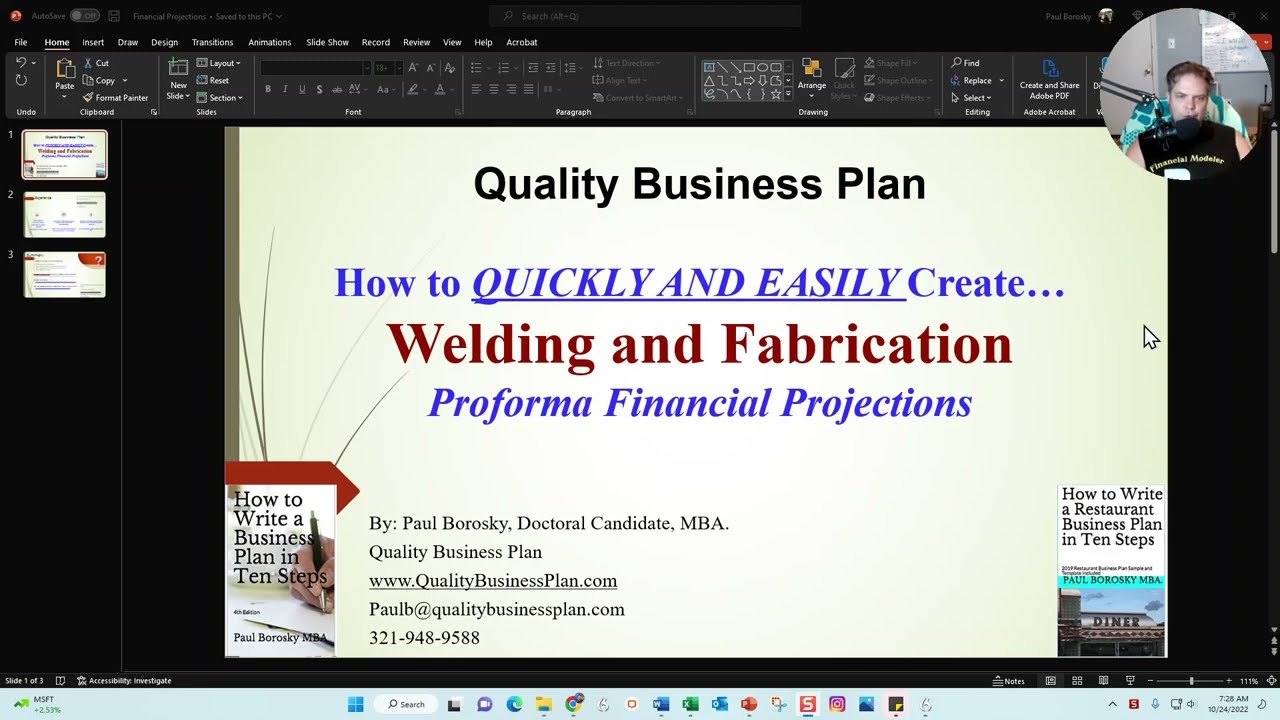 Welding and Fabrication Proforma Financial Projections – Quickly and Easily!! By Paul Borosky ...