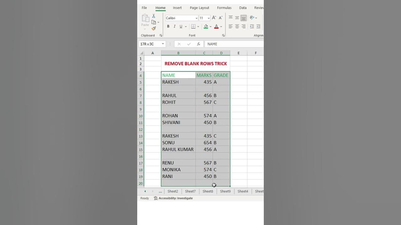 Blank Rows Delete Trick Computeracademy Exceltech Combinedata Hkcl Exceltips Excelworld