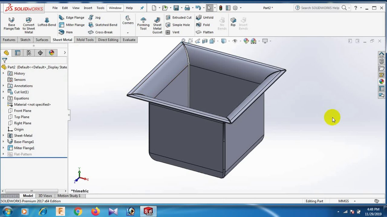 #how to use base flange,miter flange by solidworks - YouTube