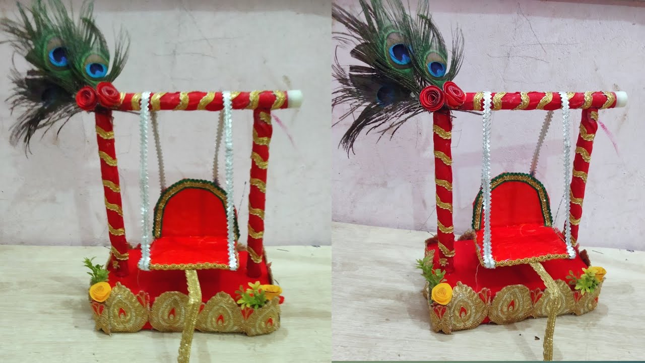 Krishna Janmashtmi Jhula 2024/Diy/How to make Jhula for laddu gopal at ...