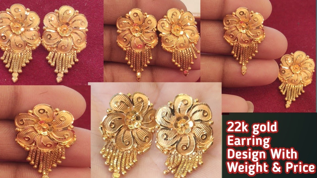new latest gold earring design|daily wear lightweight gold earring ...