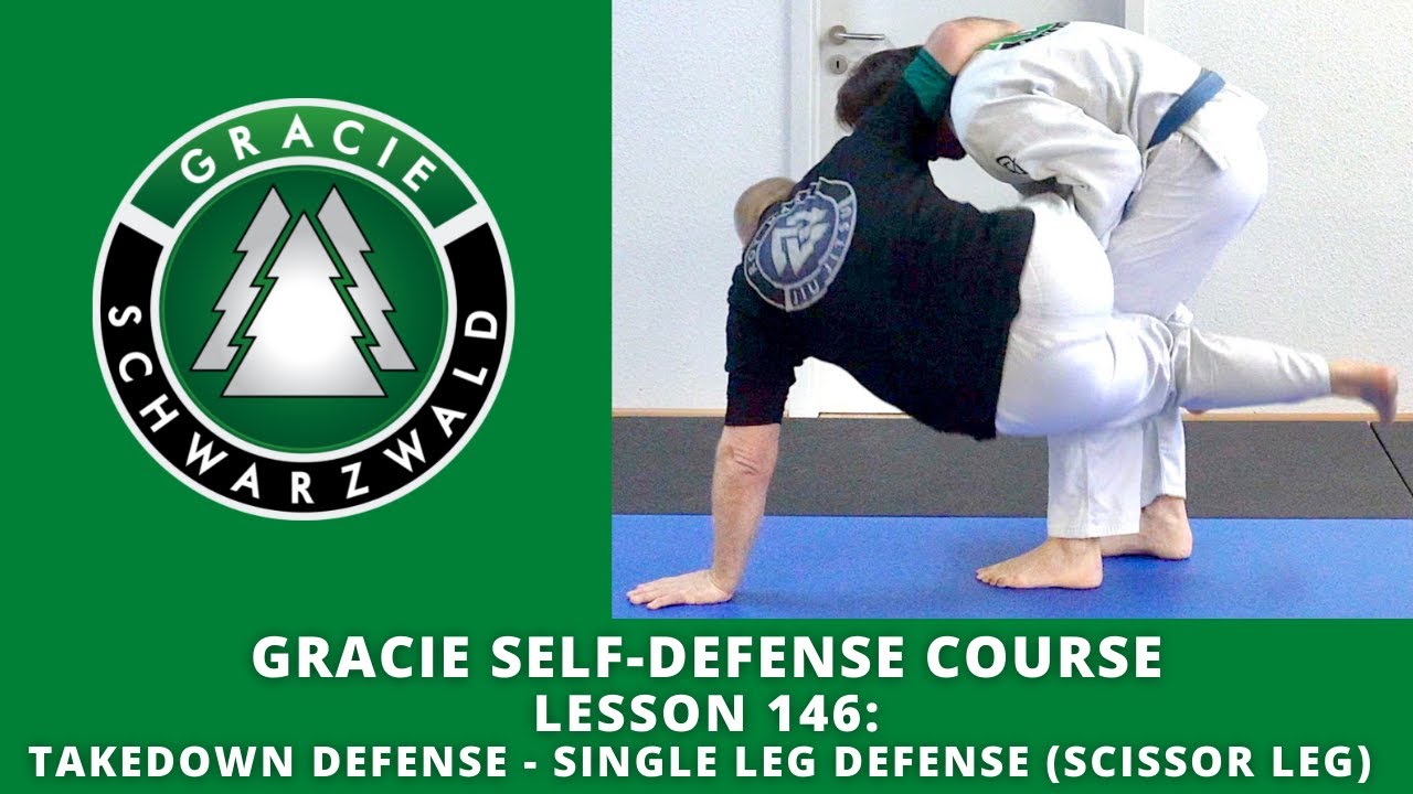 BJJ Self-Defense Course | Lesson 146: Single Leg Defense (Scissor Leg ...