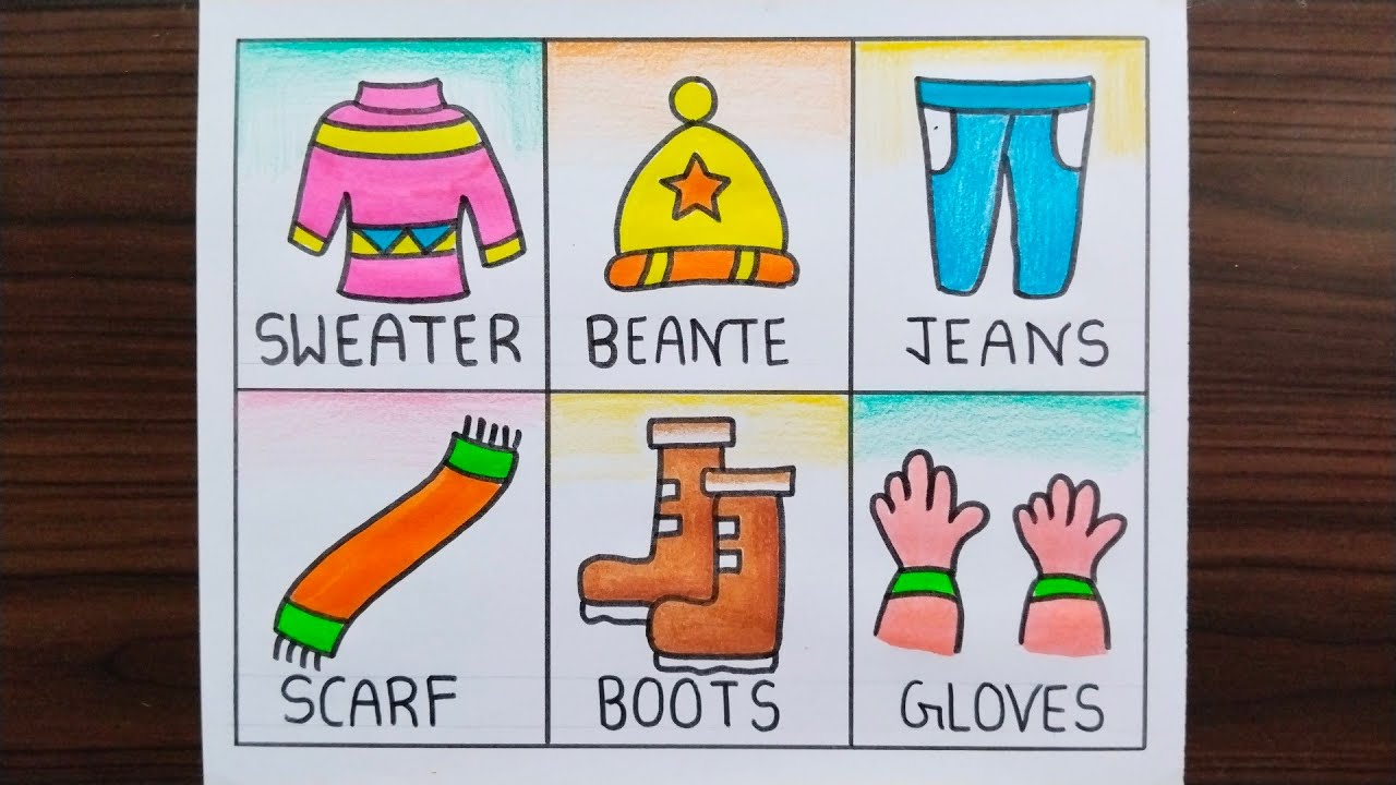 Winter Season Clothes Drawing Easy / Winter Dress Drawing / Winter ...