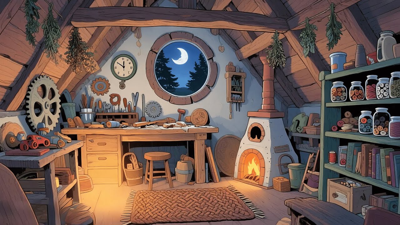 A 1930s Study at Night — Soft Oldies Playing, Warm Lamplight, and the ...