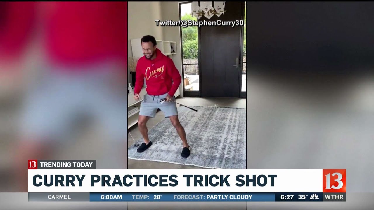 Curry Practices Trick Shot - YouTube