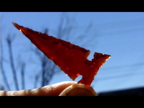317 - Flintknapping Red Glass Arrowhead Part 1/5 Preliminary Shaping ...