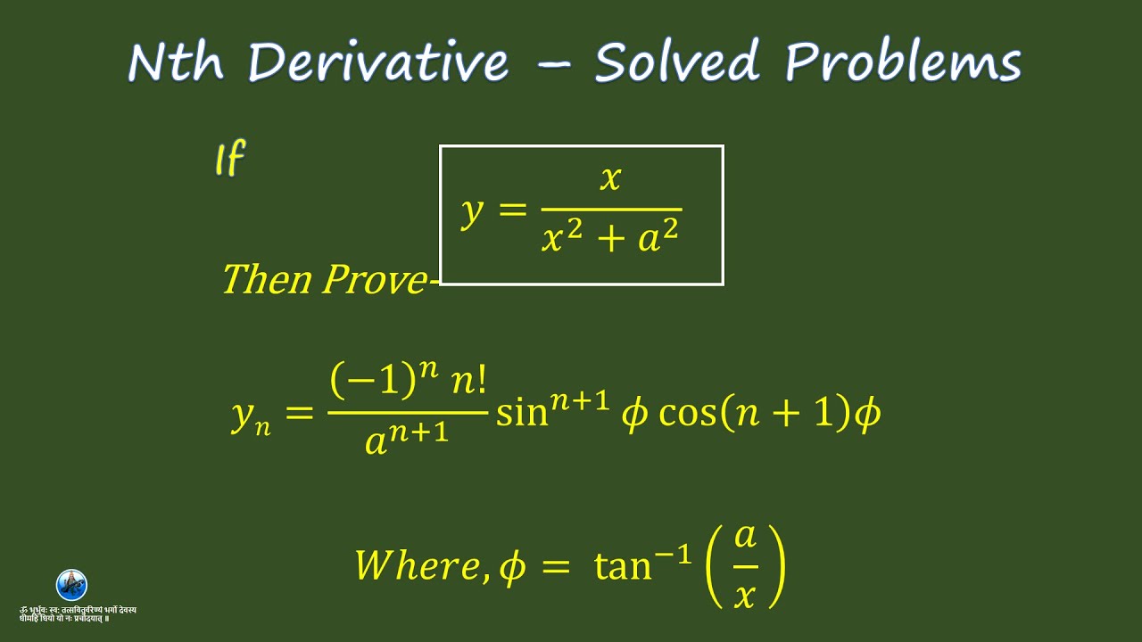 Nth Derivative Solved Example In Hindi If Y X x 2 a 2 Then Prove That