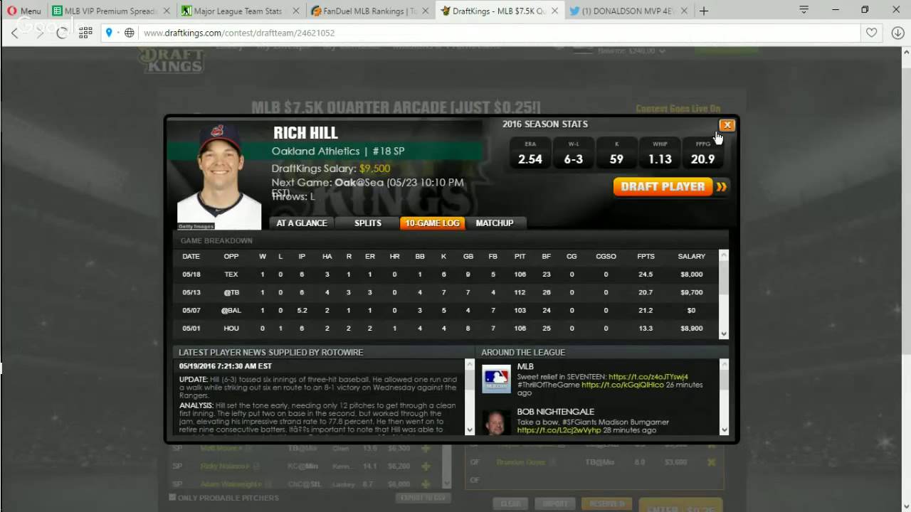 MLB: Draftkings Slate Preview for 5/23/16 - YouTube