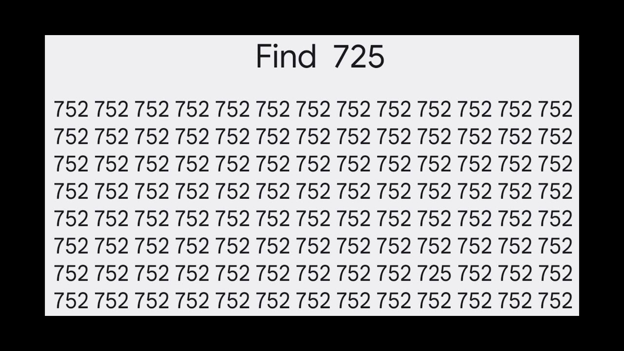 Find the number 725 - YouTube