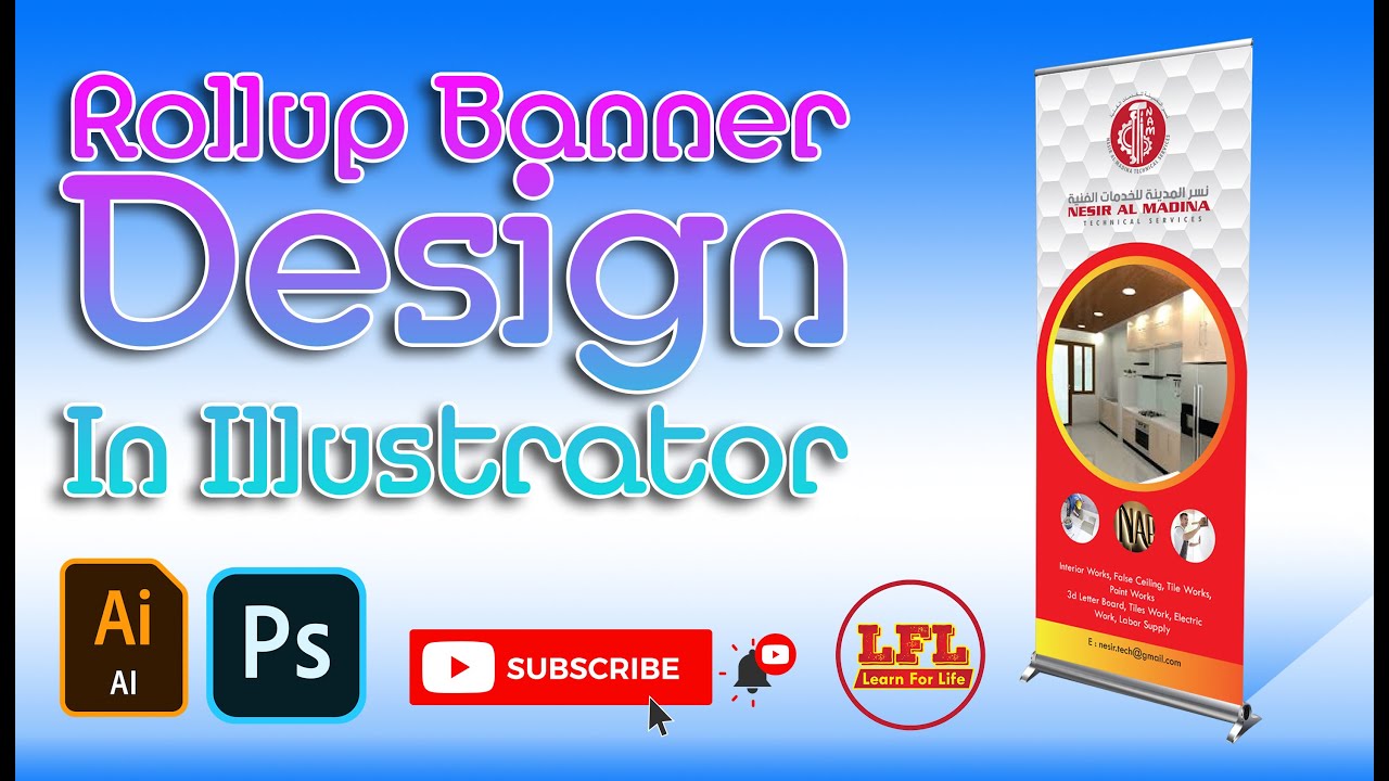 How to design professional roll up banner Photo shop tutorial - YouTube