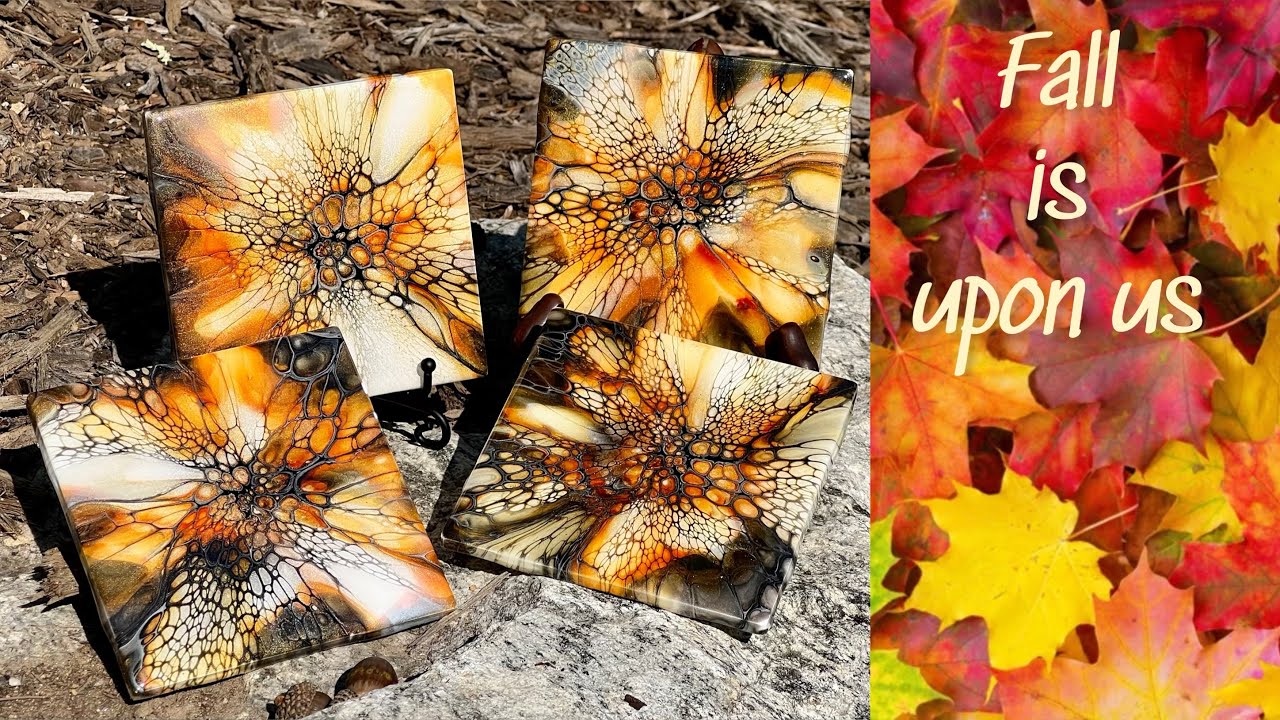 267. Gorgeous Fall Earth Tone Coasters w/ Bloom Technique. Acrylic ...